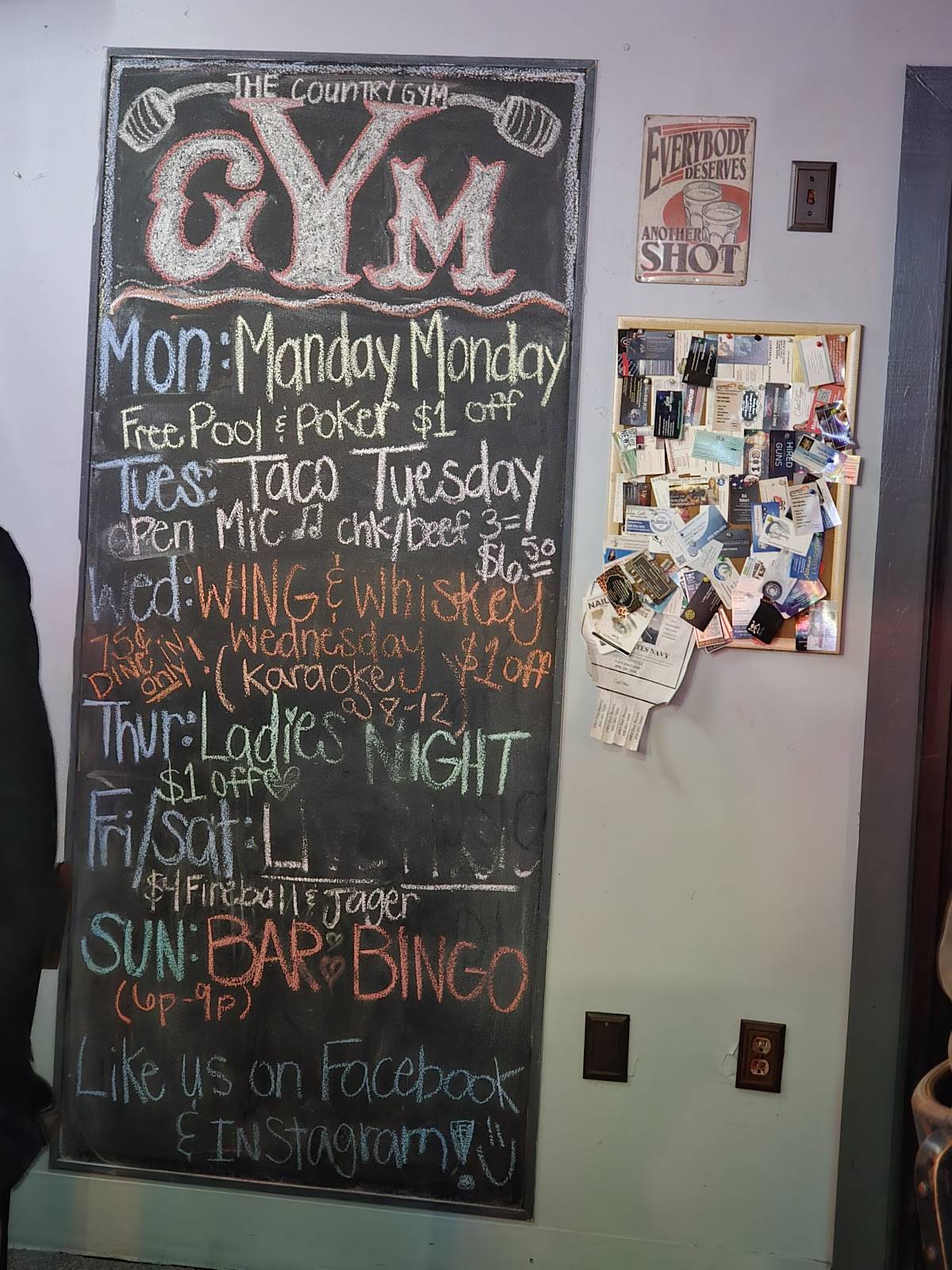 Menu at The Country Gym pub & bar, Pensacola Beach