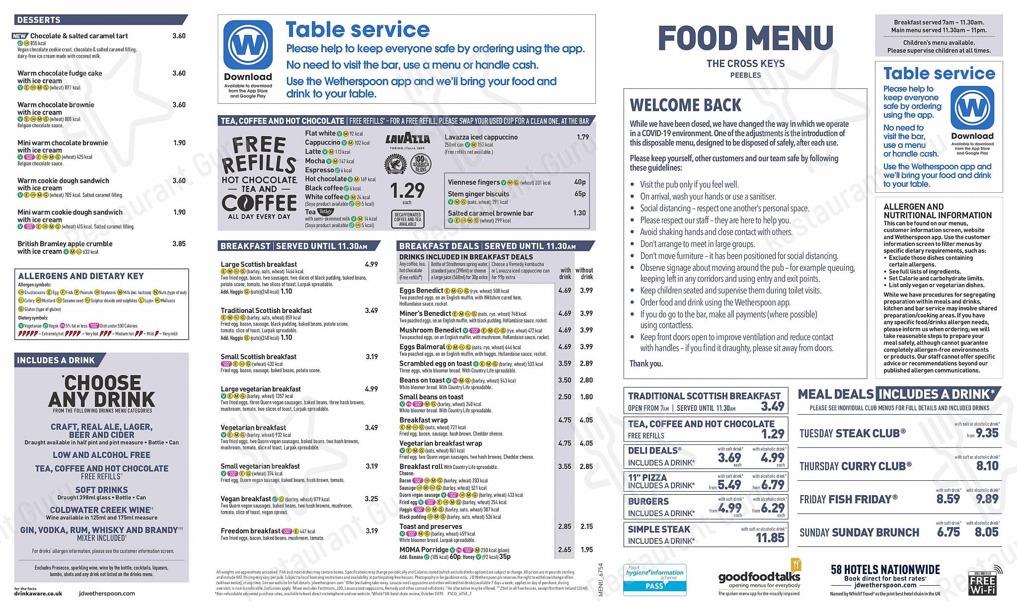 Menu at The Cross Keys - JD Wetherspoons pub & bar, Peebles