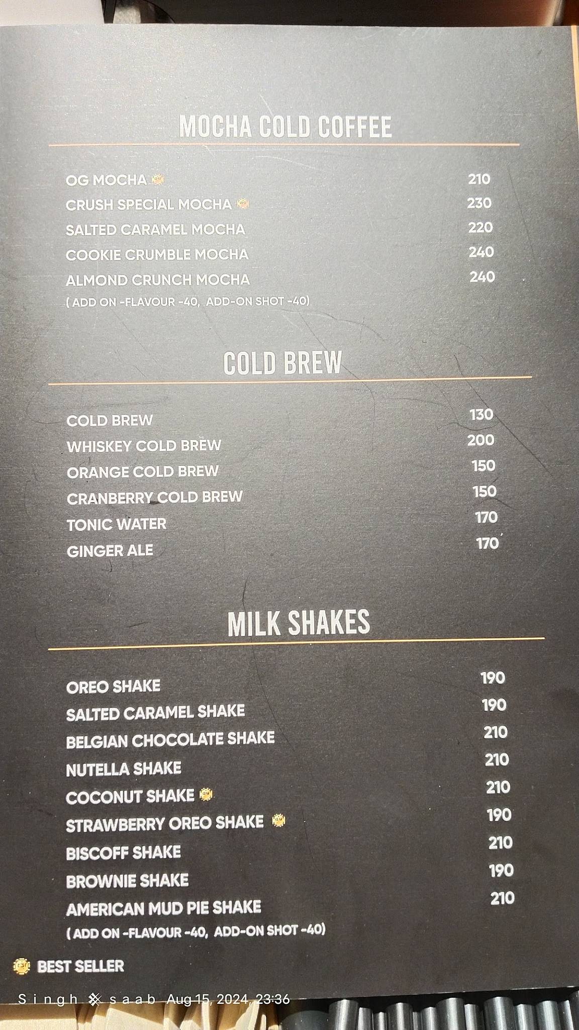 Menu at The Crush Coffee, Indore