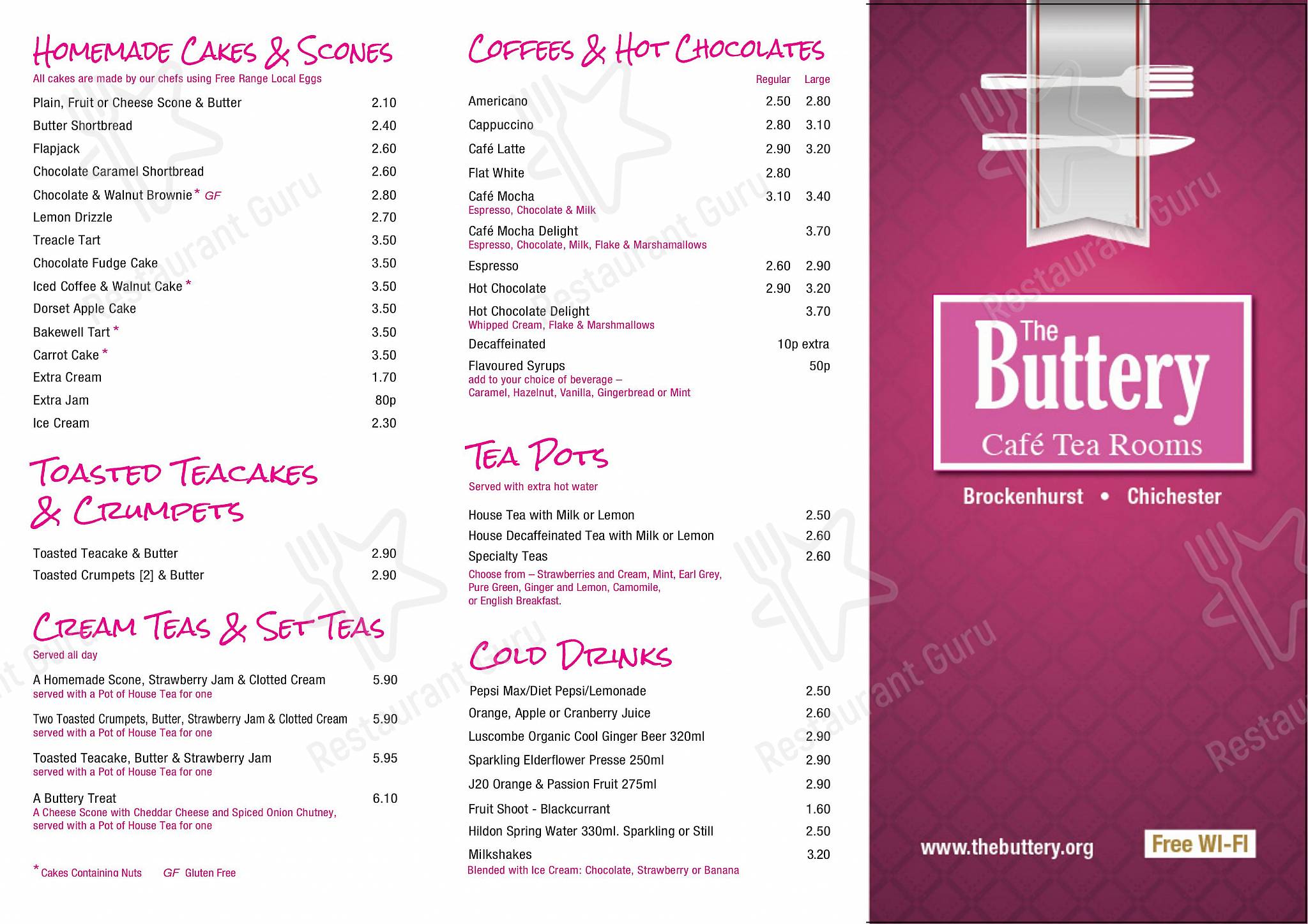 Menu at The Buttery At The Crypt Cafe/ Tearoom, Chichester