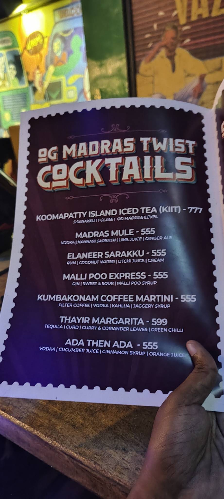 Menu at The Cycle Gap, Chennai, C-5-W122