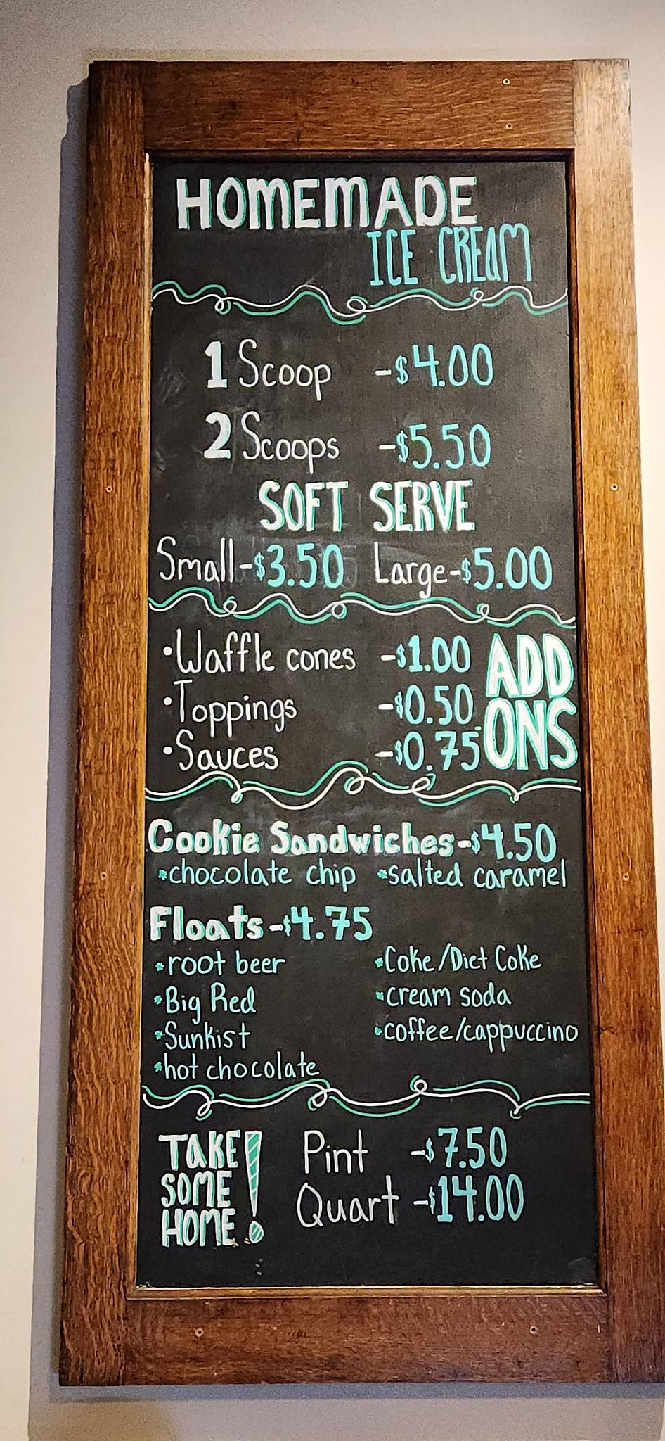 Menu at The Daily Scoop, Brookville