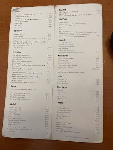 Menu at The Derby Cafe, Glasgow