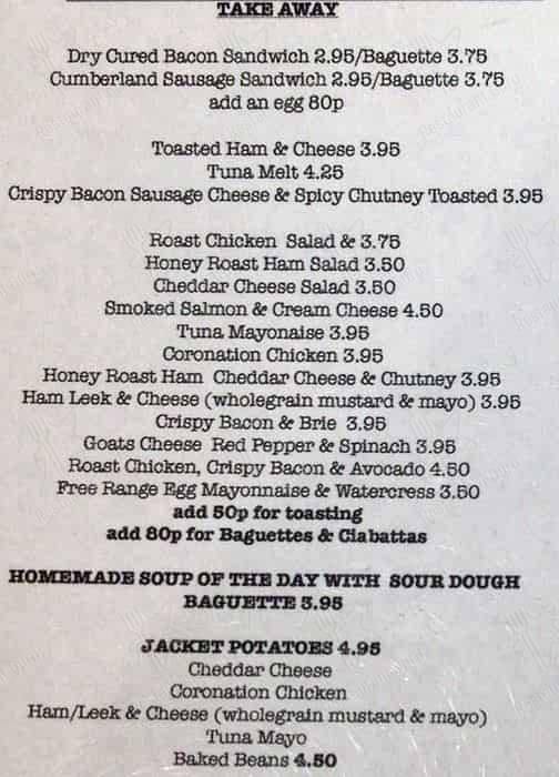 Menu at The Drawing Room of Locksbottom cafe, Orpington, 405 Crofton Rd