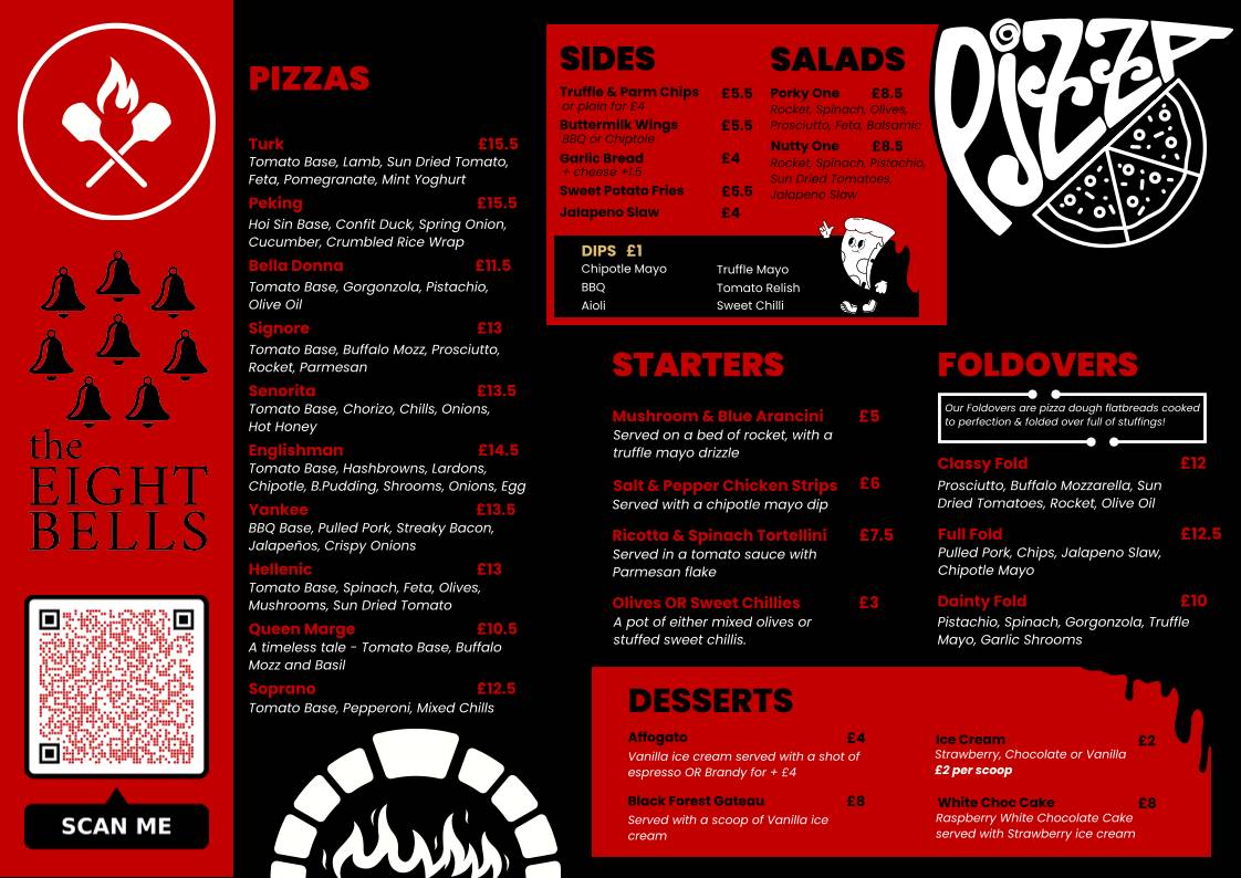 Menu at The Eight Bells pub & bar, Abbotsley, High St