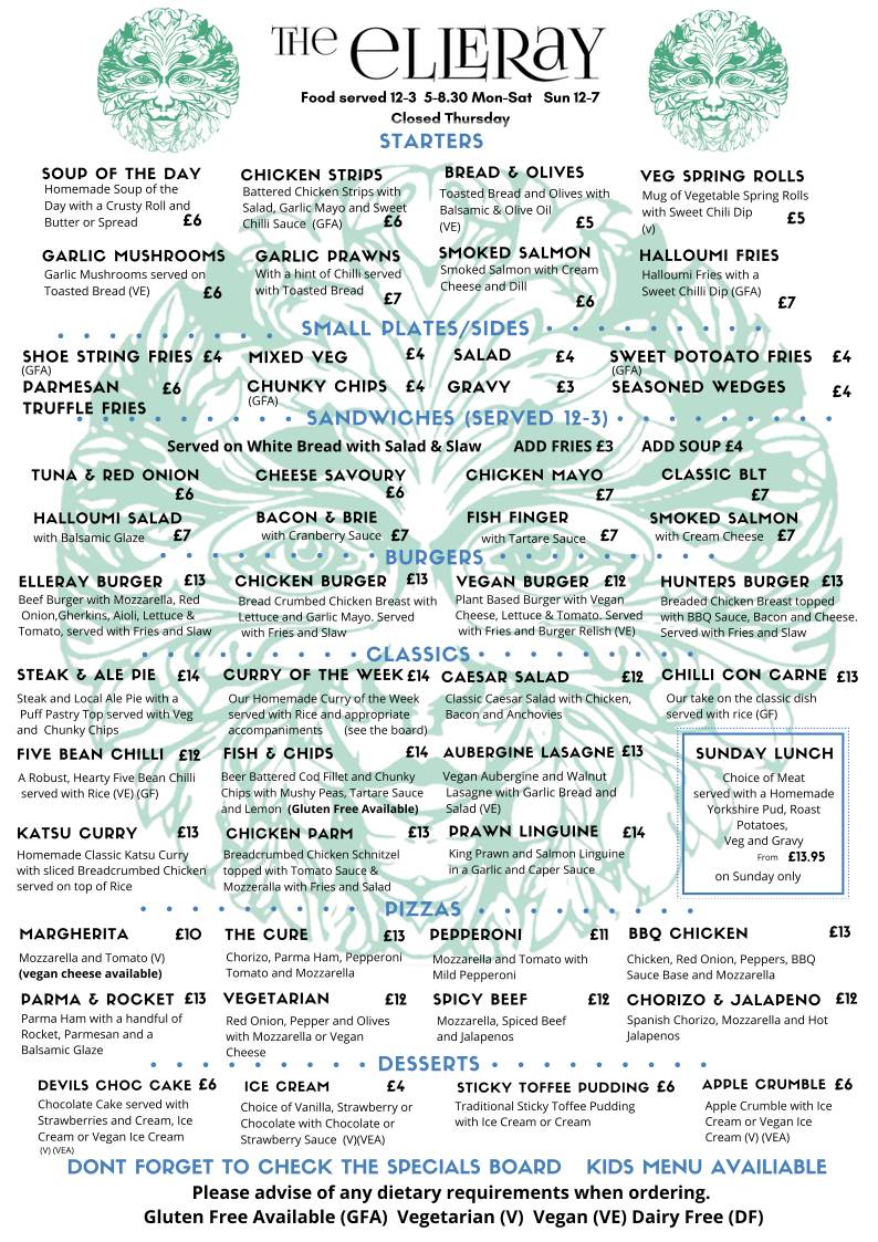 Menu at The Elleray pub & bar, Windermere