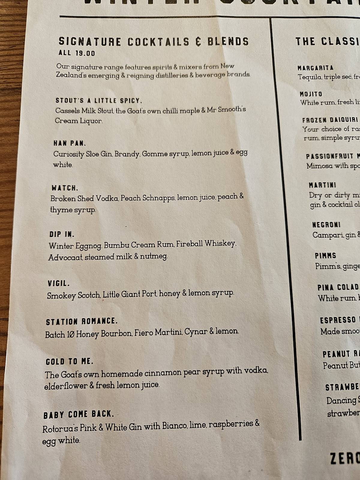 Menu at The Fainting Goat pub & bar, Rotorua