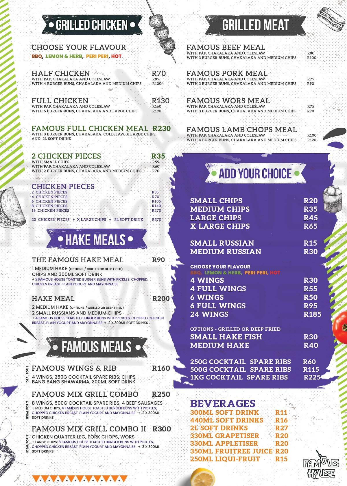 Menu au The Famous House Grill and Bar, Pretoria