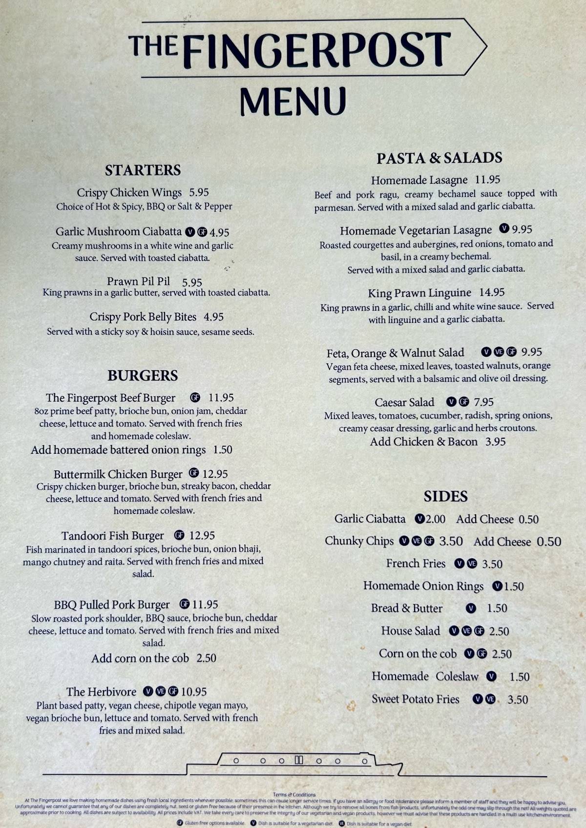 Menu at The Fingerpost pub & bar, Walsall