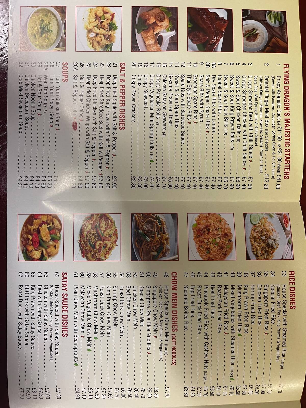 Menu at The Flying Dragon restaurant, Royston