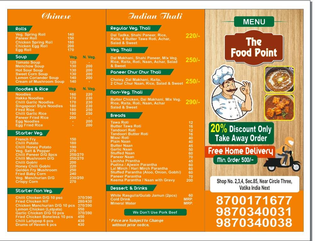 Menu at The Food Point, Gurugram