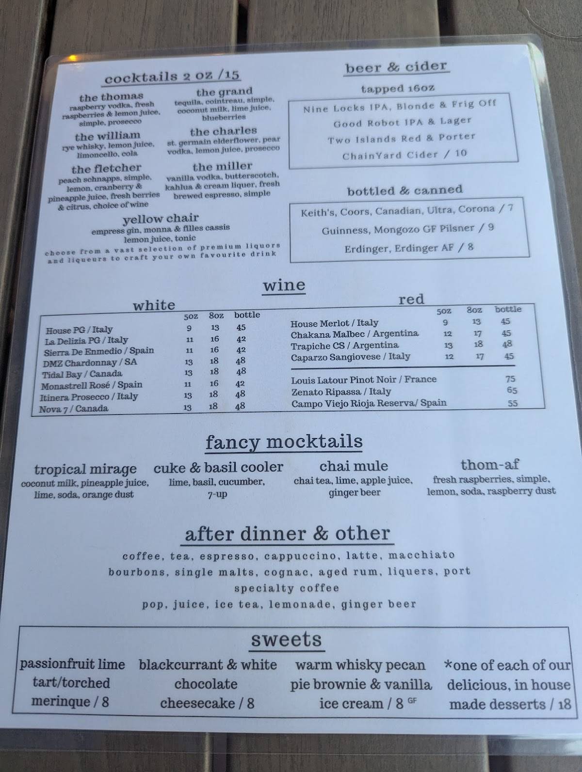 Menu at The Fourth Lock pub & bar, Fall River