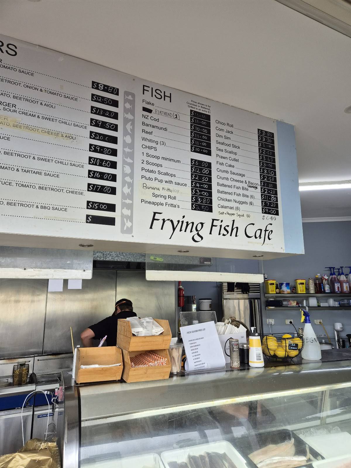 Menu at The Frying Fish Cafe, Rainbow Beach