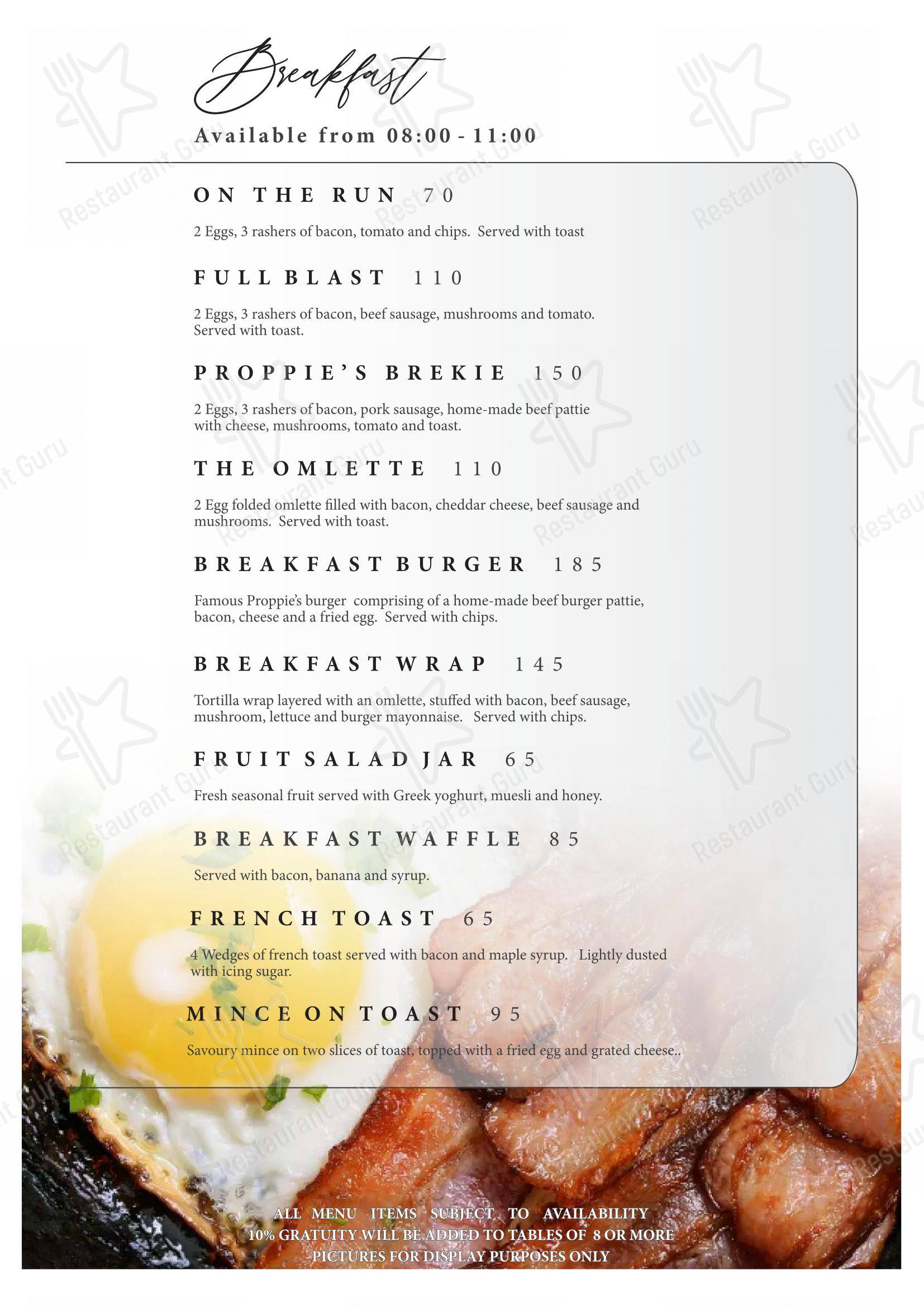 Menu at The Gallery restaurant, Queenstown