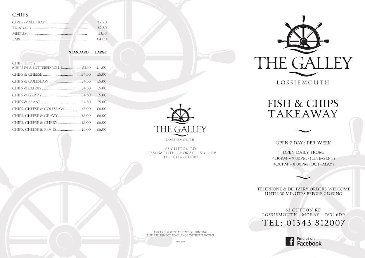 Menu at The Galley Fish & Chip Shop fast food, Lossiemouth