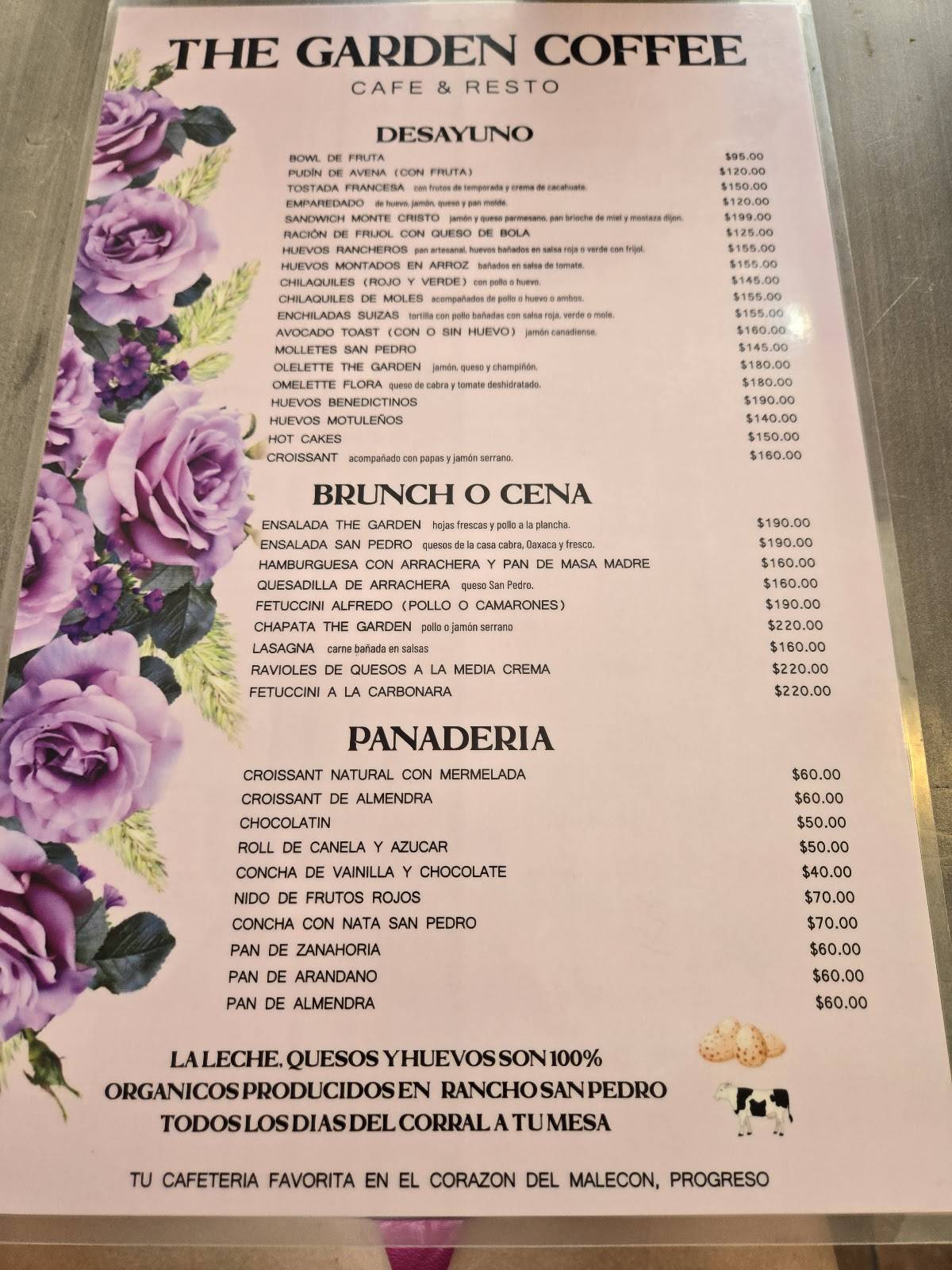 Carta del restaurante The Garden Coffee, Progreso