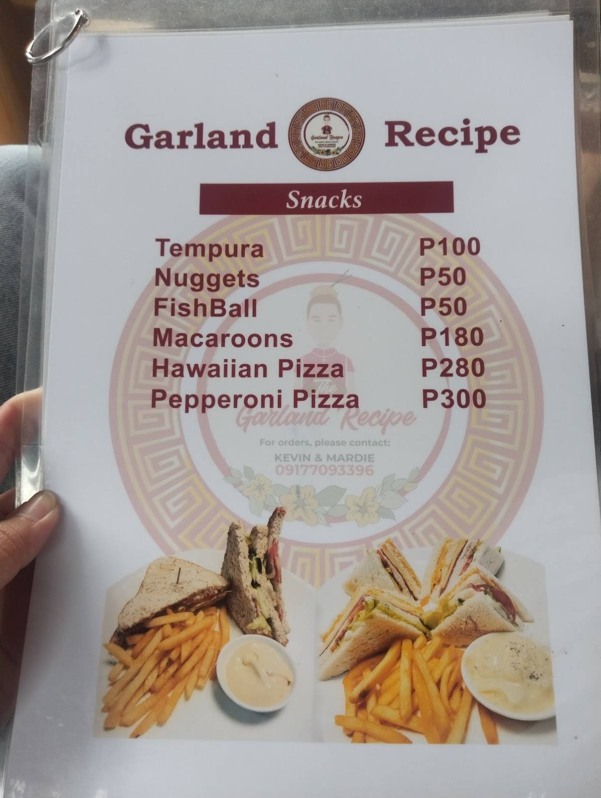 Menu at The Garland Recipe Restaurant, Dumaguete