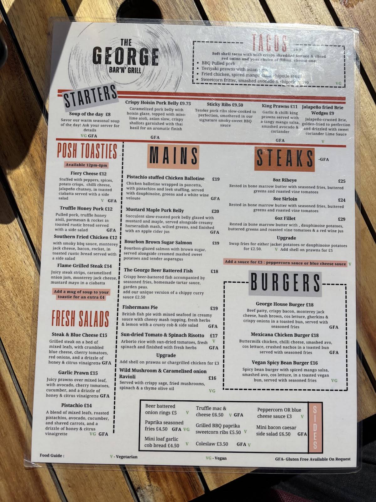 Menu at The George Bar & Grill, Weymouth