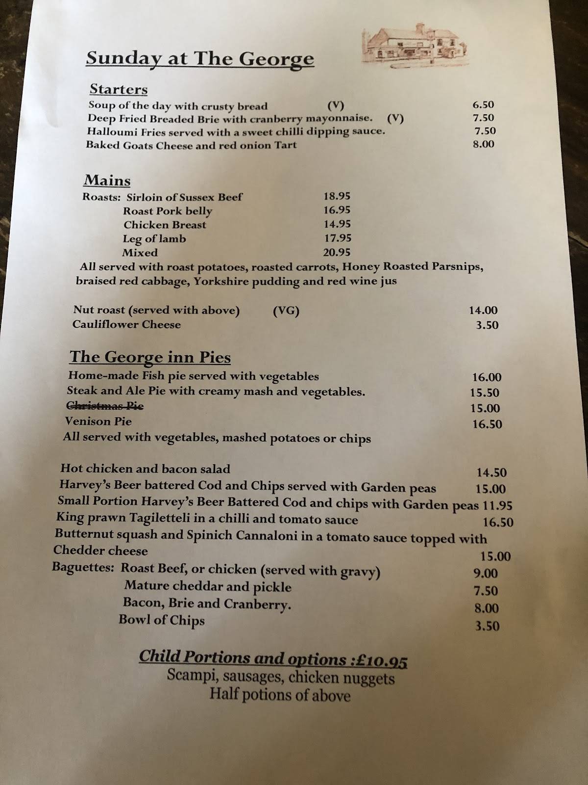 Menu at The George Inn pub & bar, Frant