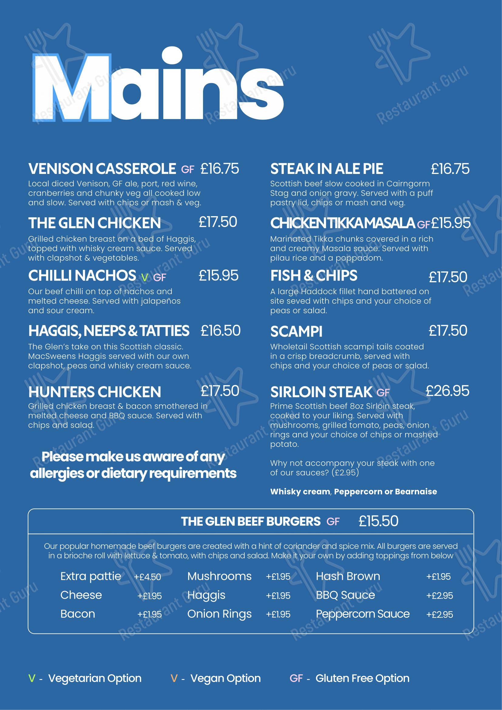 Menu at The Glen Hotel Newtonmore pub & bar, Newtonmore