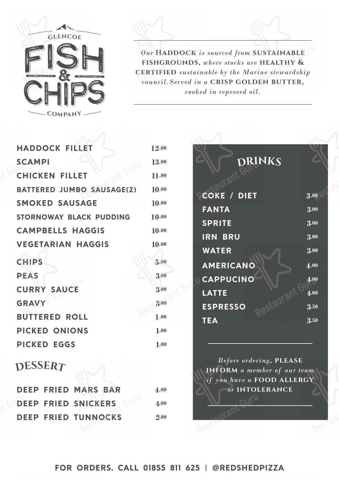 Menu at The Glencoe Inn pub & bar, Glencoe