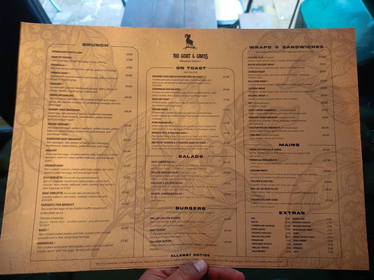 Menu at The Goat And Grass cafe, Saffron Walden
