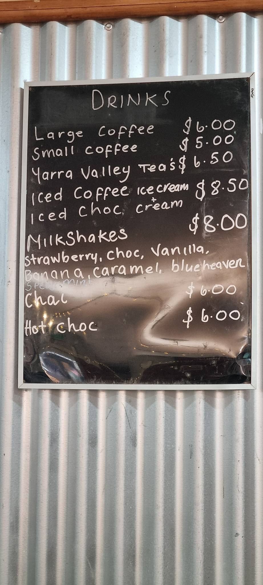 Menu at The Goods Shed Café restaurant, Walhalla