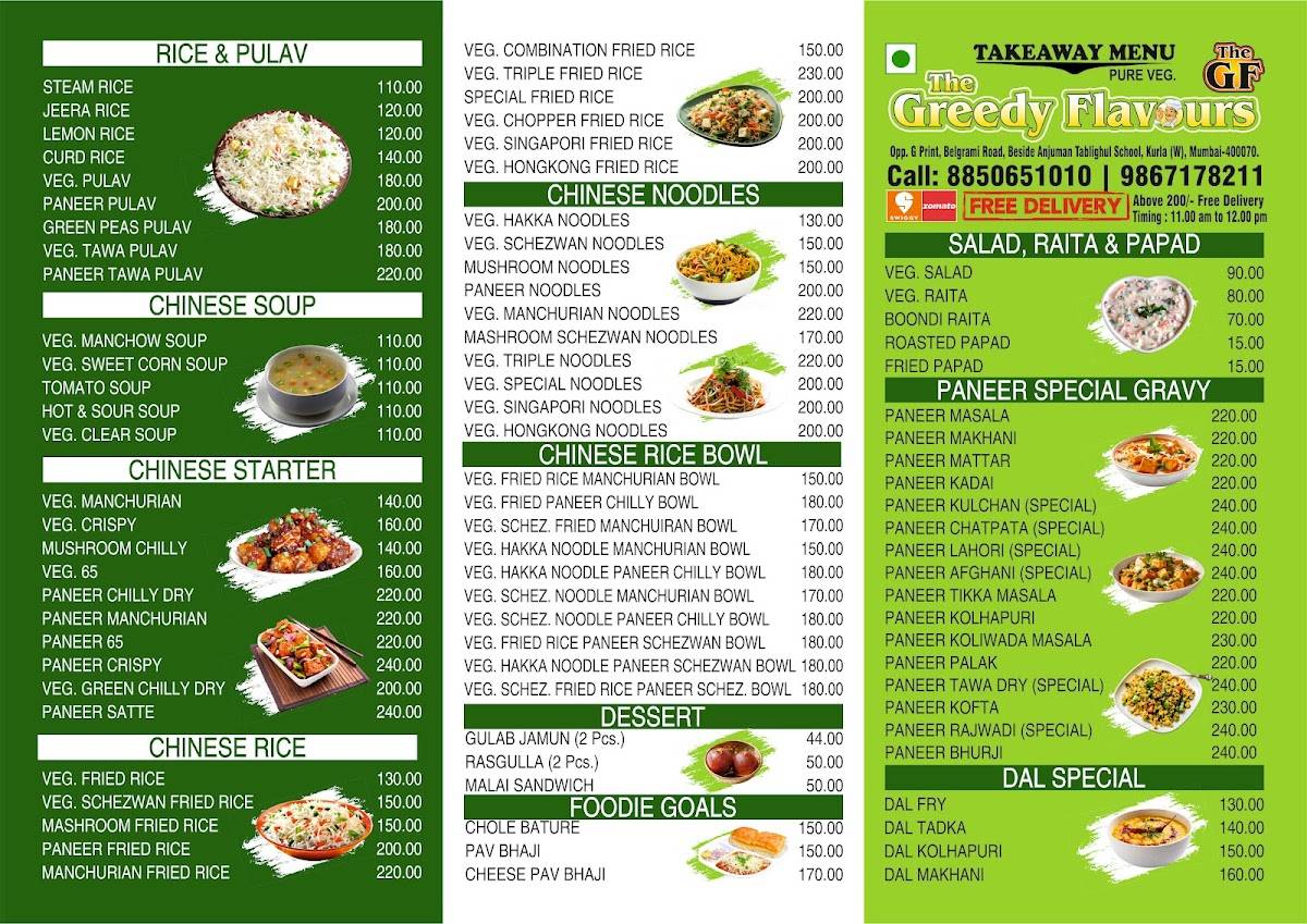 Menu at The Greedy Flavours, Mumbai
