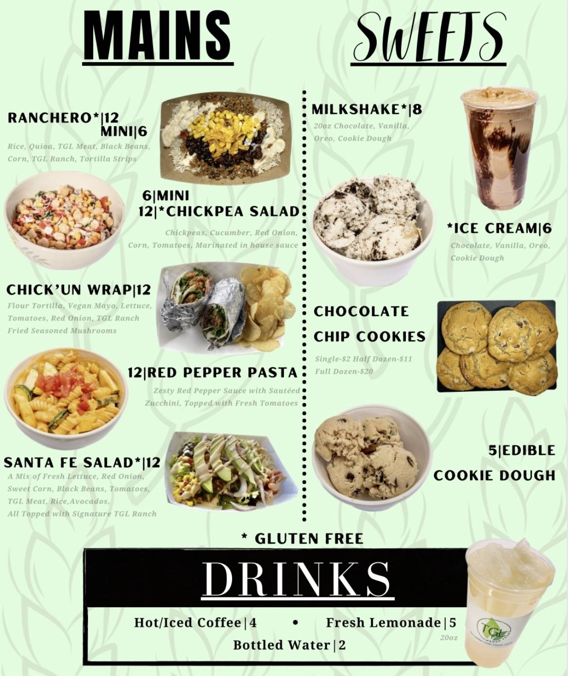 Menu at The Green Light Vegan Foods restaurant, Romeo
