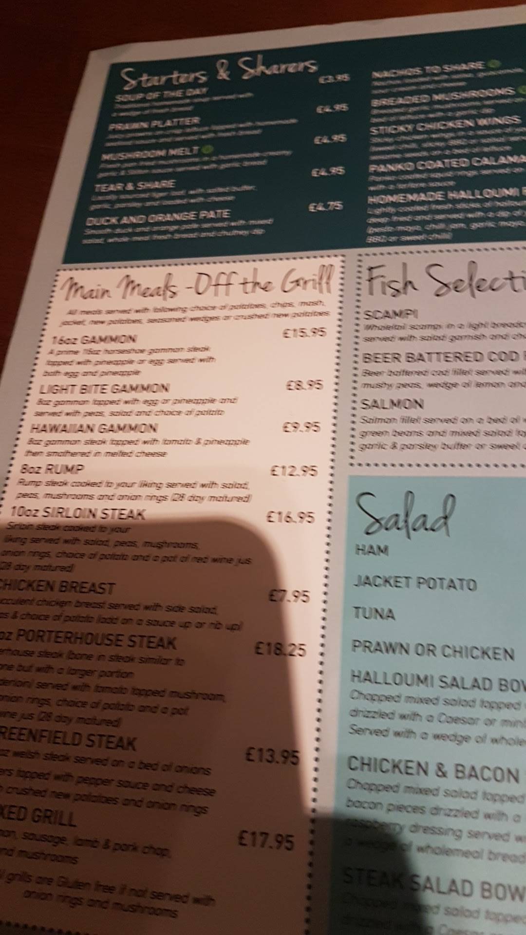 Menu at The Greenfield pub & bar, Pentre