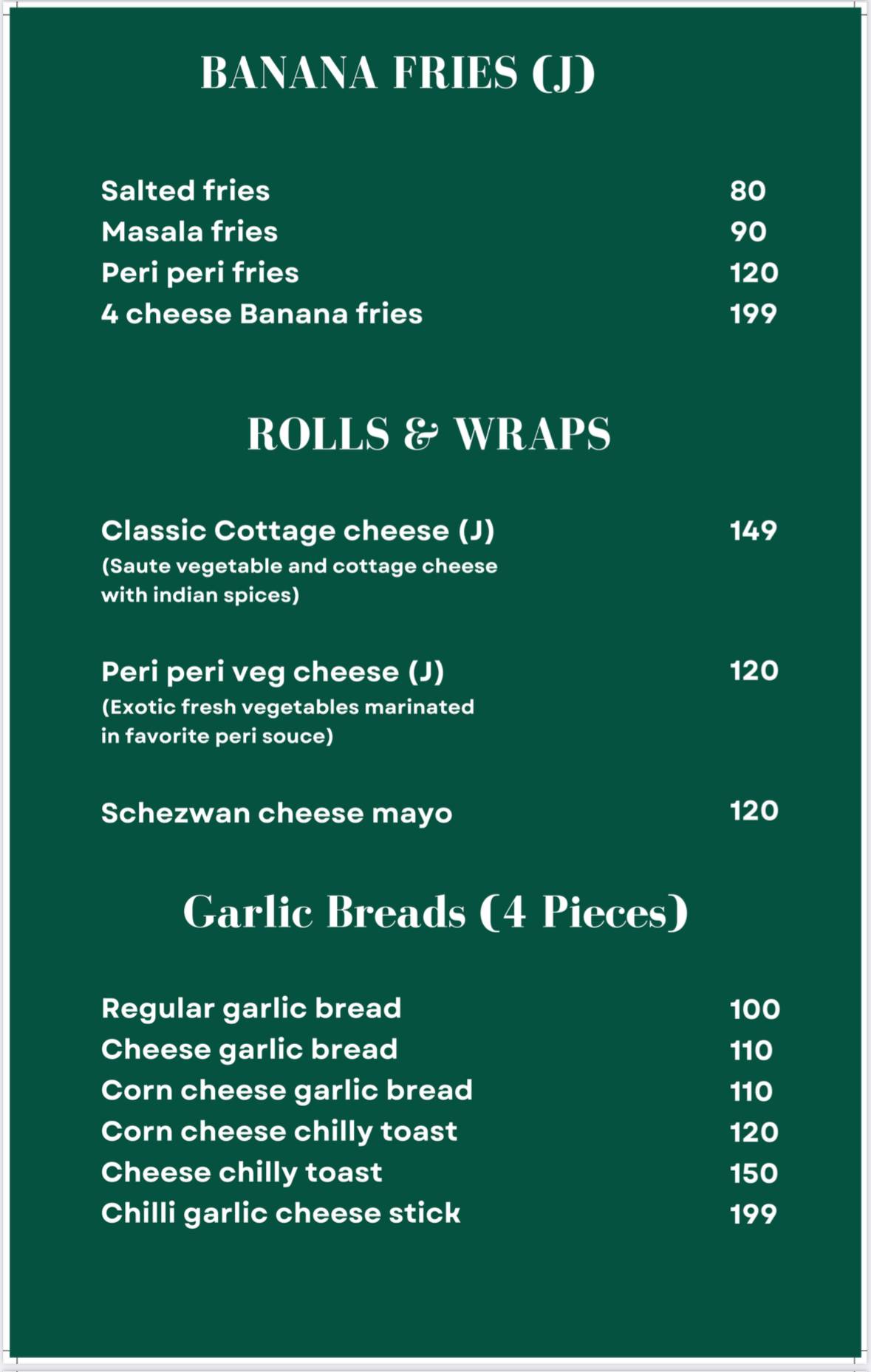 Menu at The Grid, Ahmedabad