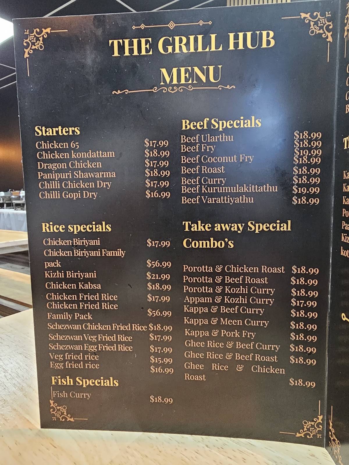 Menu at The Grill Hub South Indian Restaurant, Hamilton