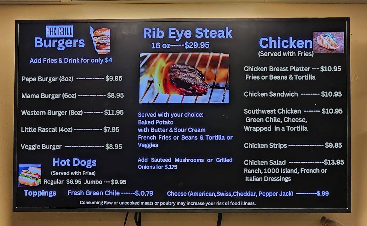 Menu at The Grill on San Mateo steakhouse, Albuquerque, San Mateo Blvd ...