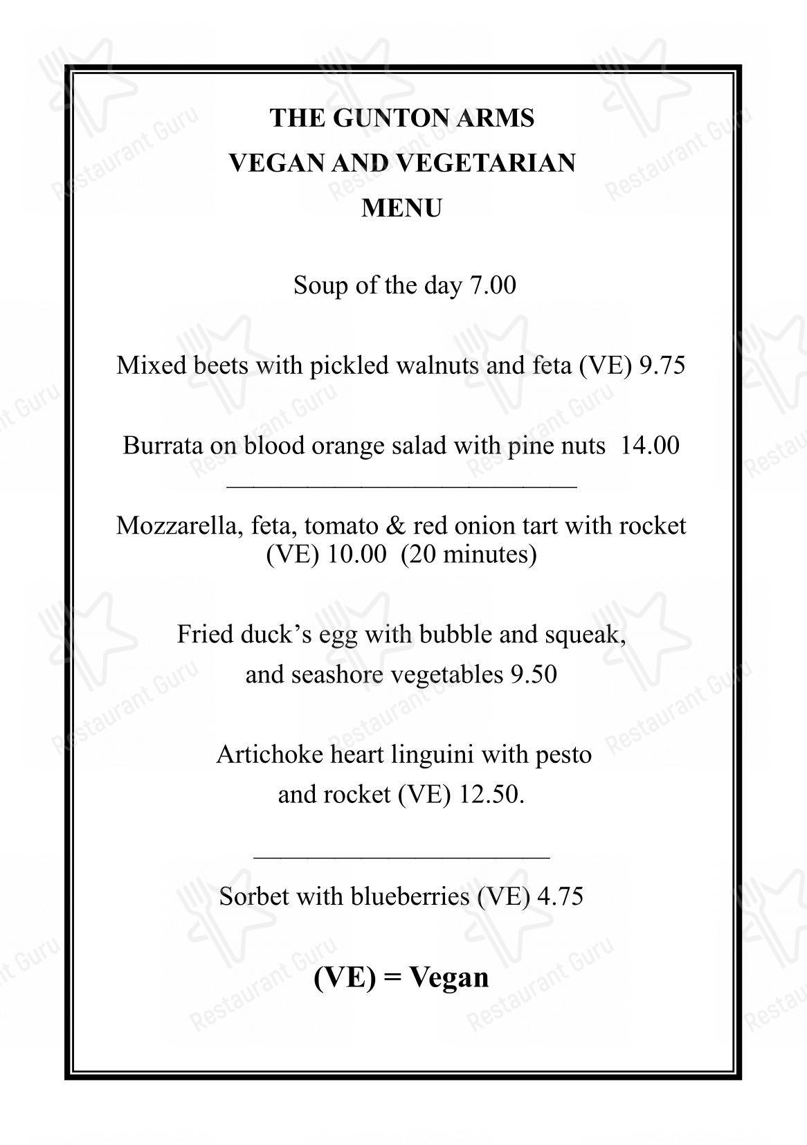 Menu at The Gunton Arms pub & bar, Thorpe Market, The Gunton Arms