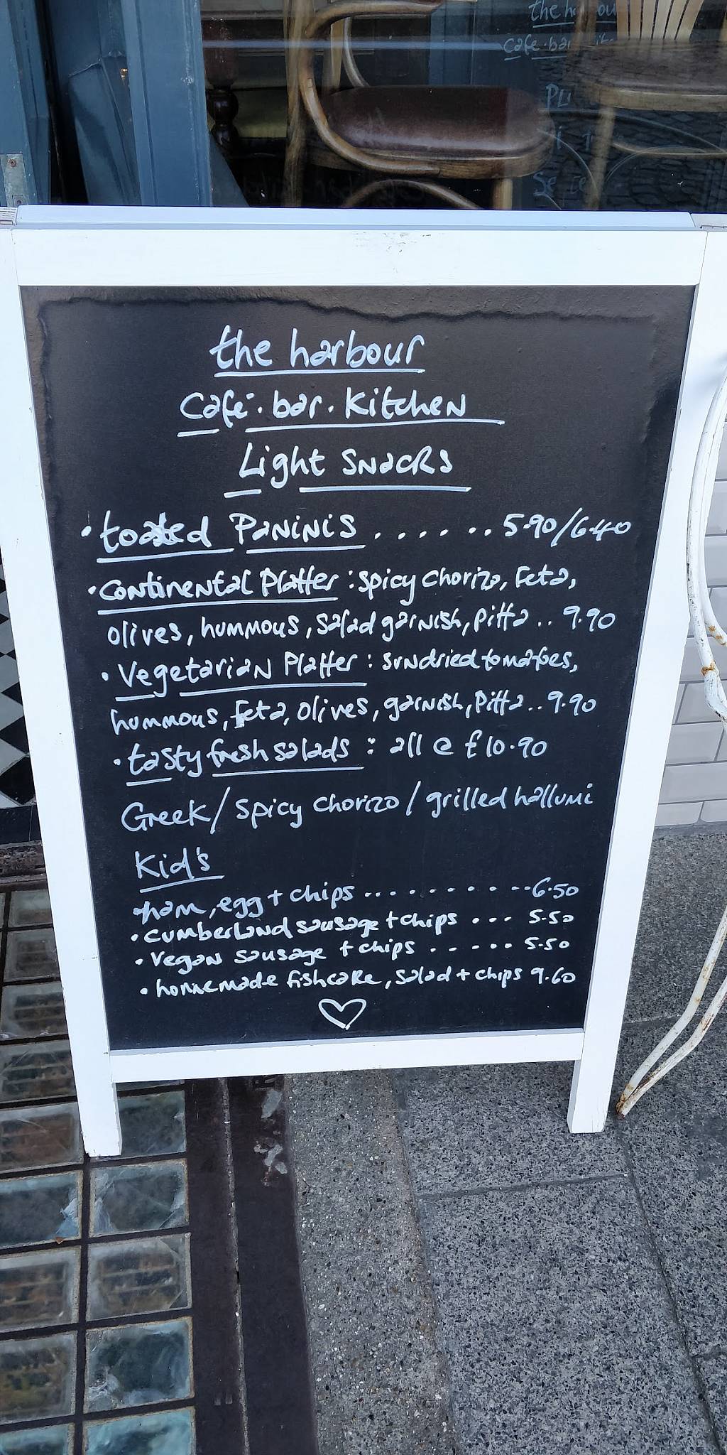 Menu at The Harbour Café, Bar & Kitchen, Margate, 10 The Parade