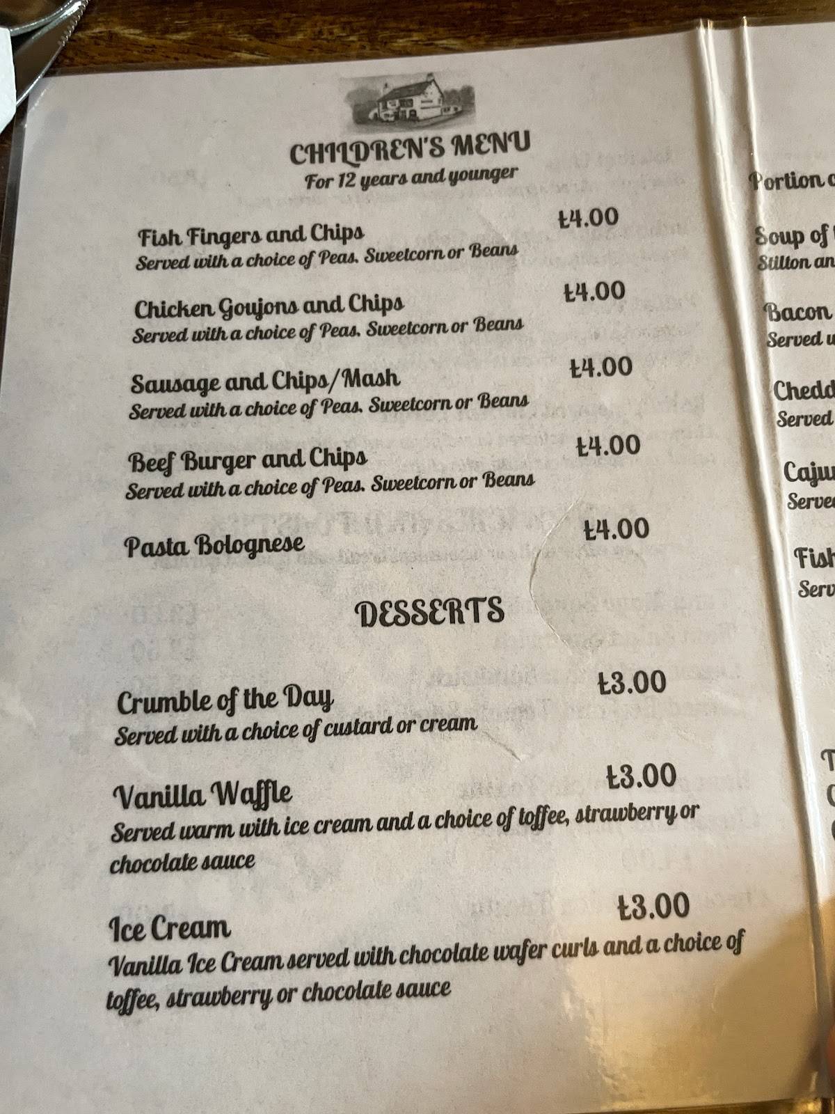 Menu at The Harp Inn pub & bar, Neston