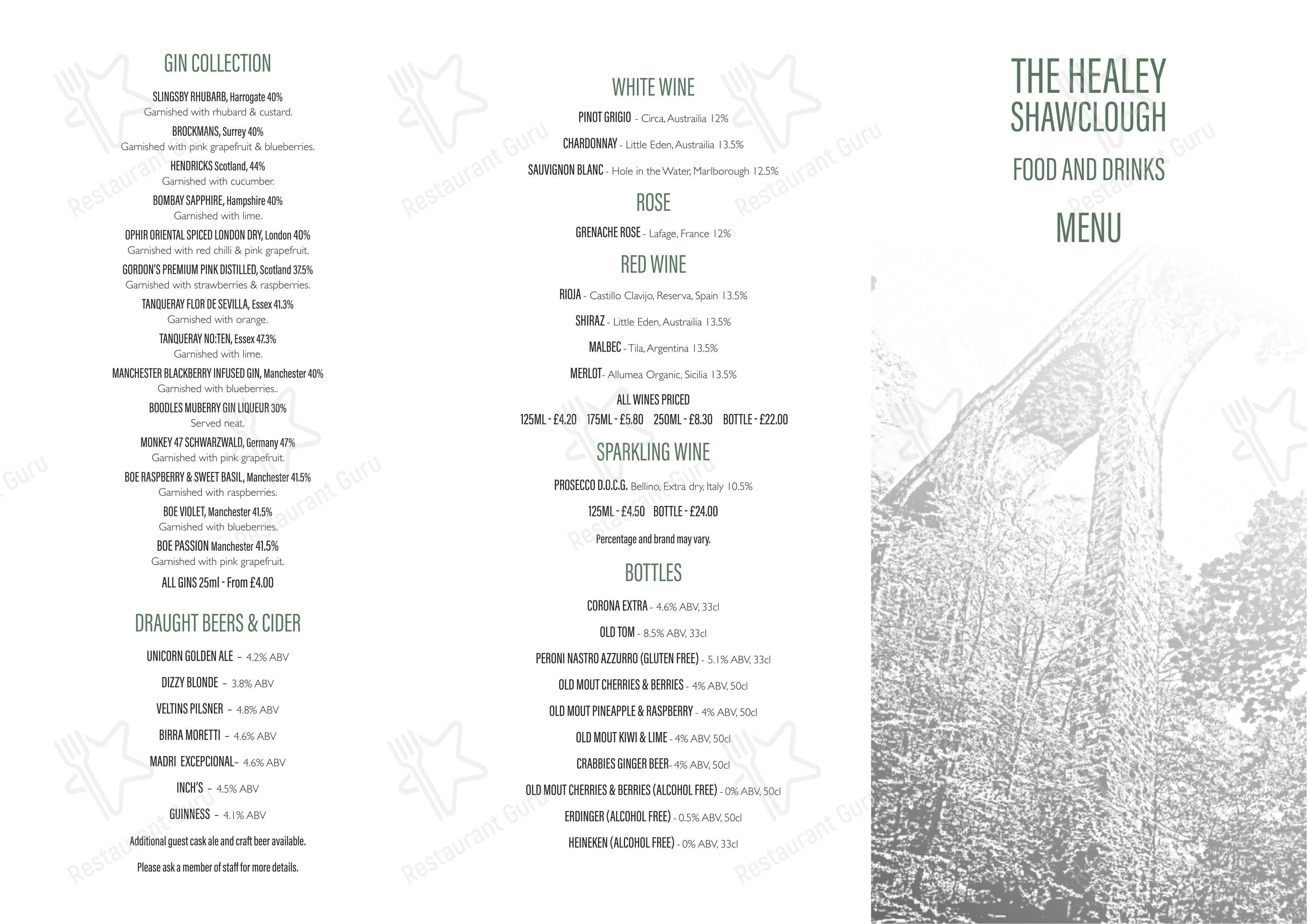 Menu at The Healey pub & bar, Rochdale, 172 Shawclough Rd