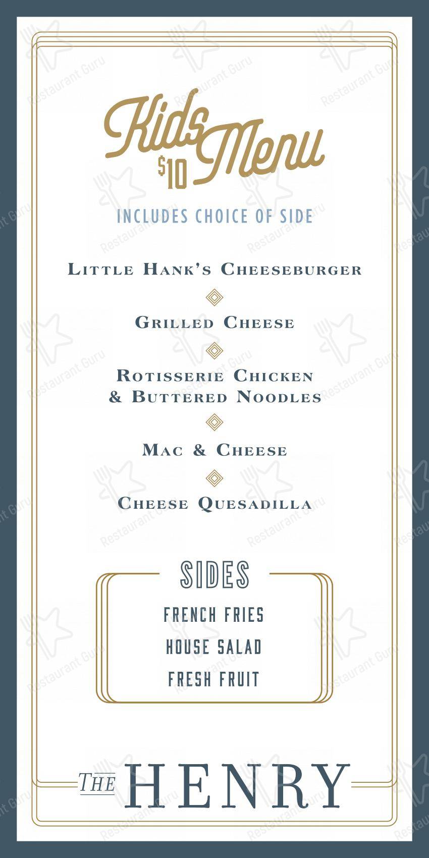 Menu at The Henry restaurant, Dallas, N Akard St Suite 250