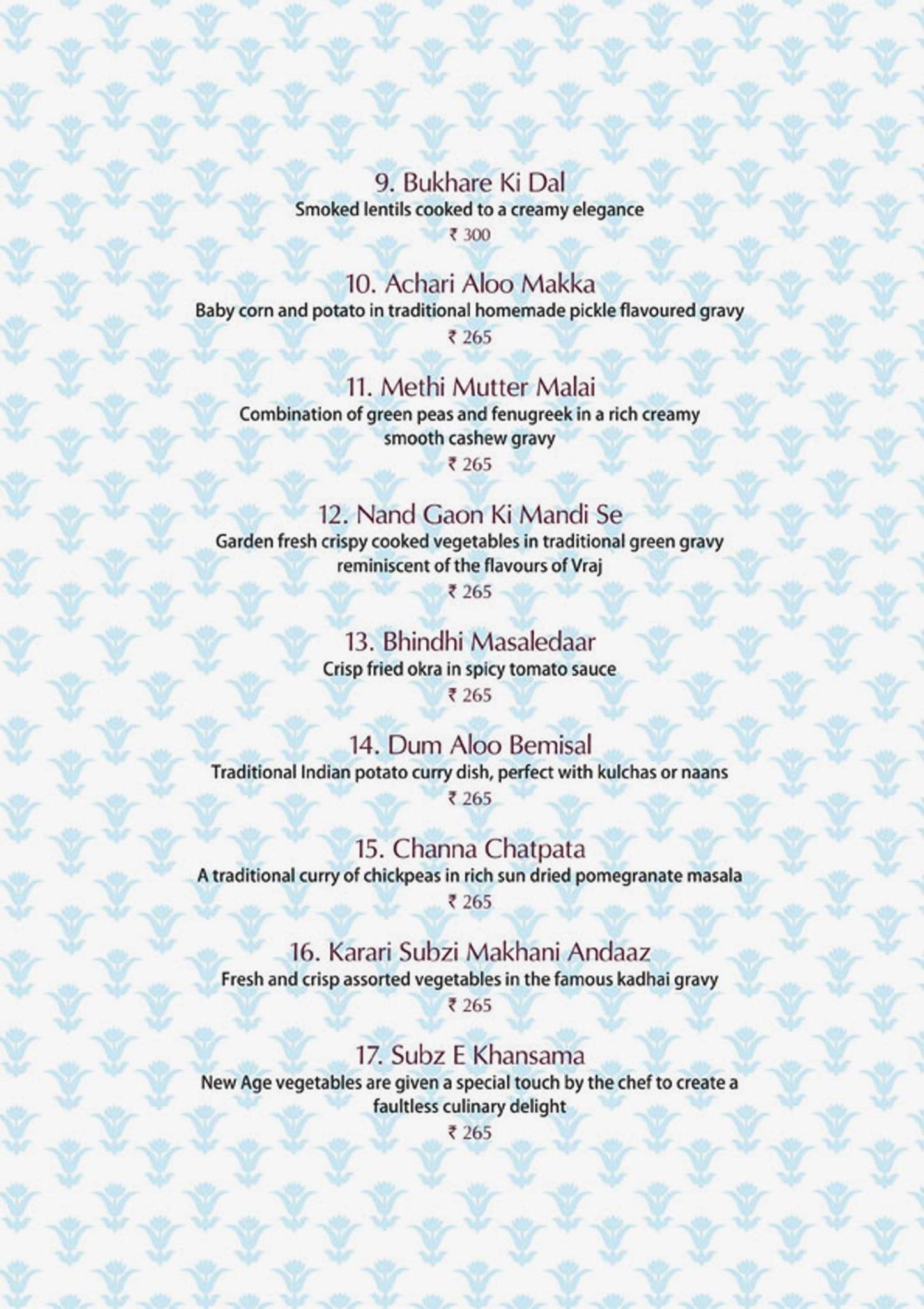 Menu at The Higher Taste Restaurant, Bengaluru, Inside ISKCON