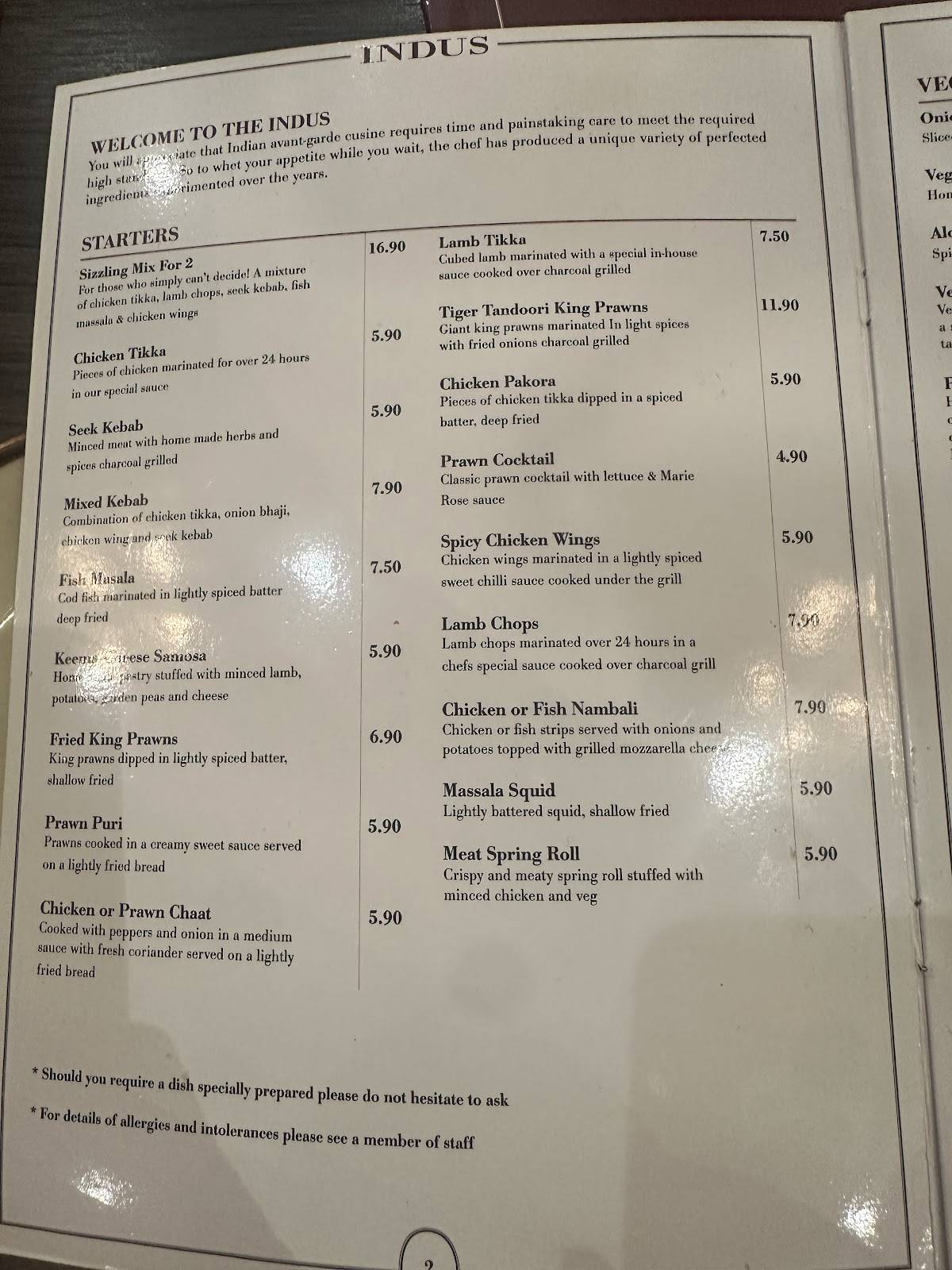 Menu at The Indus Restaurant & Bar Conisbrough, Doncaster