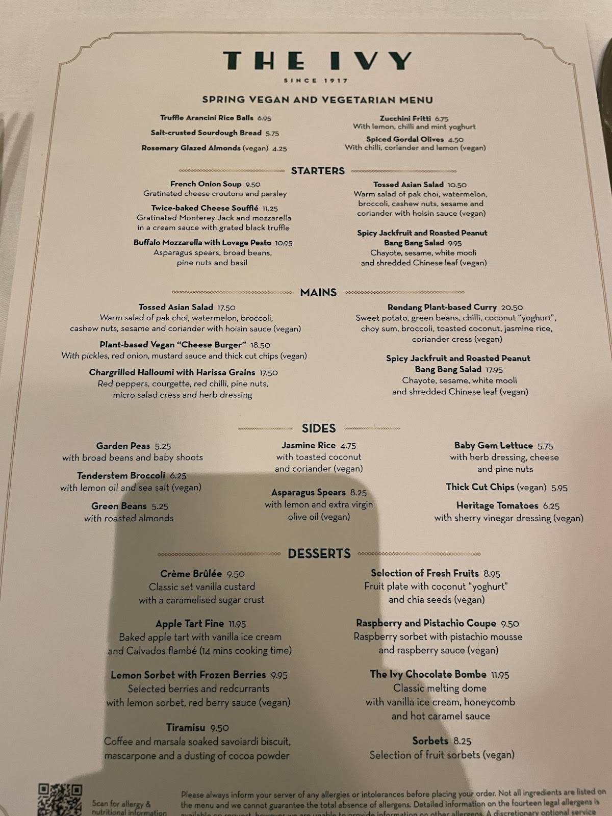 Menu at The Ivy Bath Brasserie & Garden restaurant, Bath