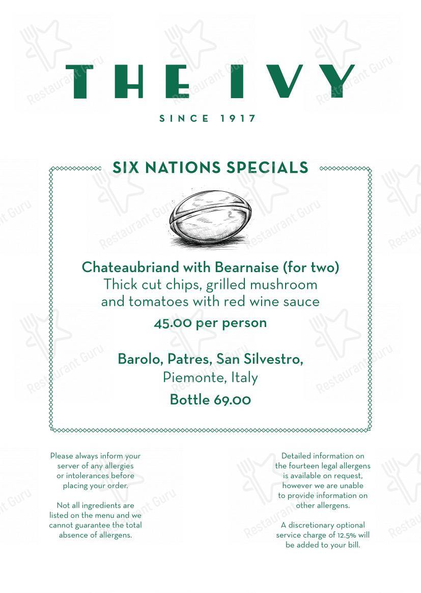 Menu at The Ivy Bath Brasserie & Garden restaurant, Bath