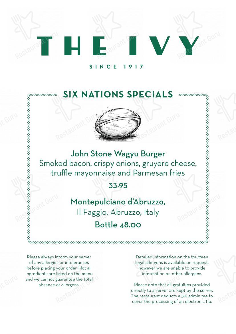 Menu at The Ivy Bath Brasserie & Garden restaurant, Bath