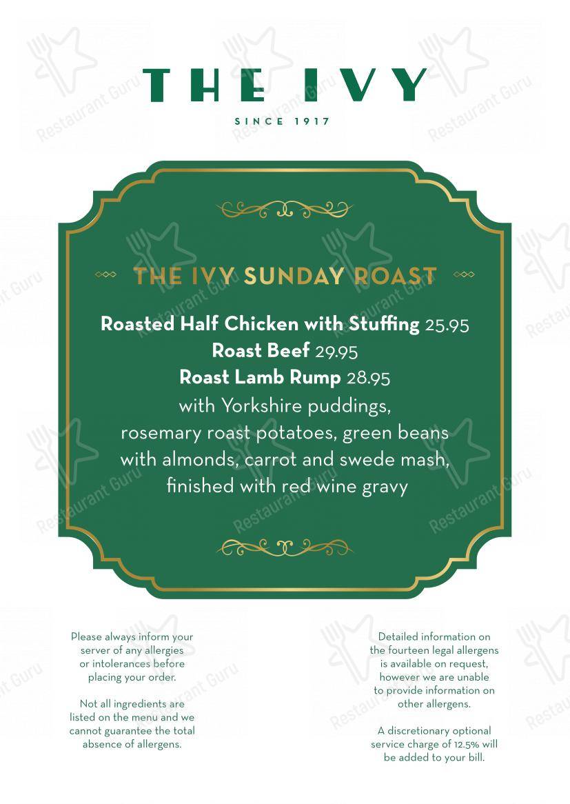 Menu at The Ivy Belfast Brasserie restaurant, Belfast