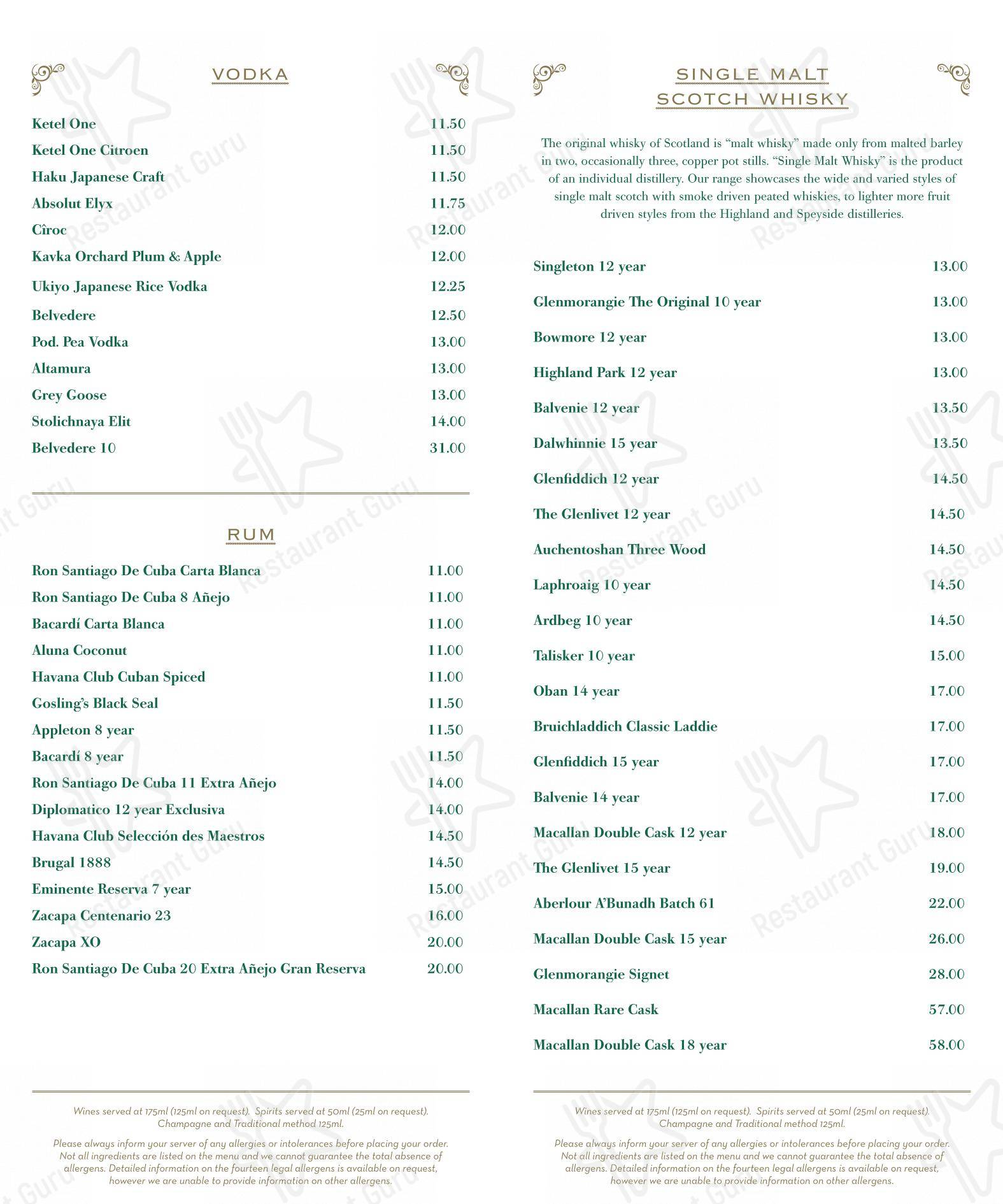 Menu at The Ivy Belfast Brasserie restaurant, Belfast