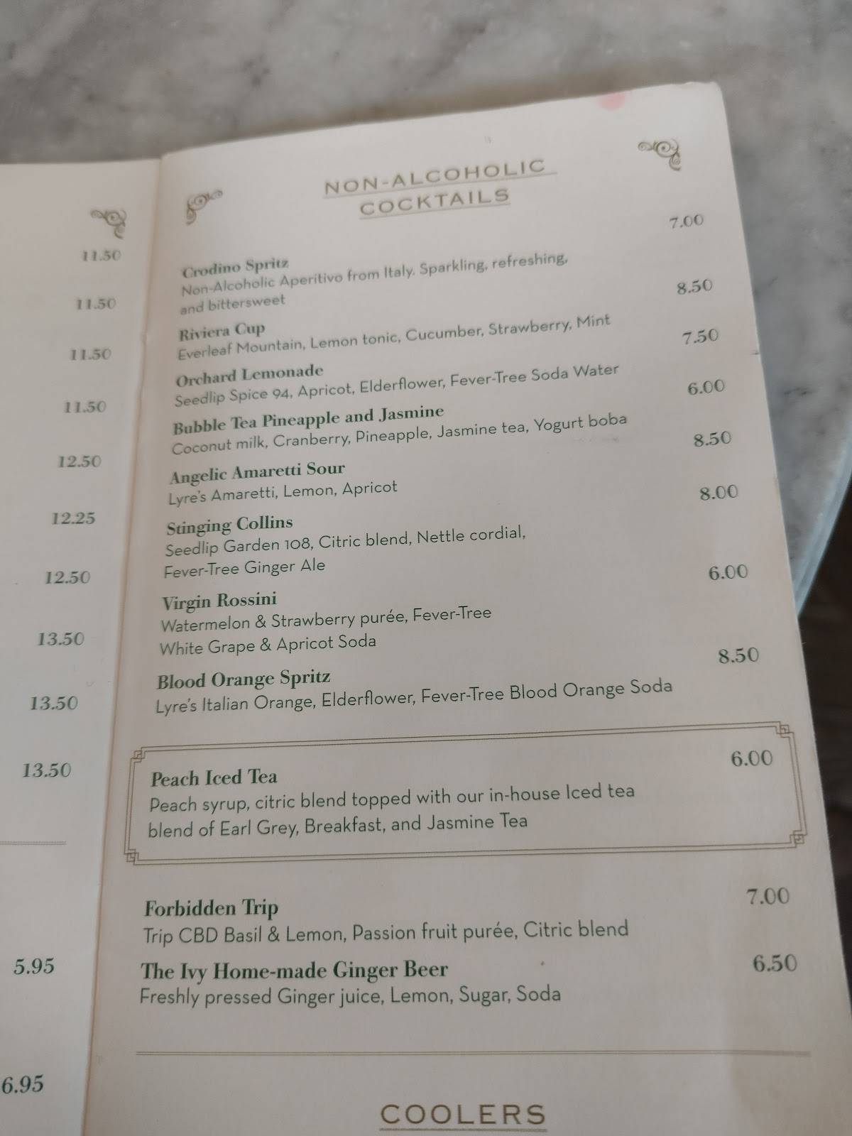 Menu at The Ivy Exeter restaurant, Exeter