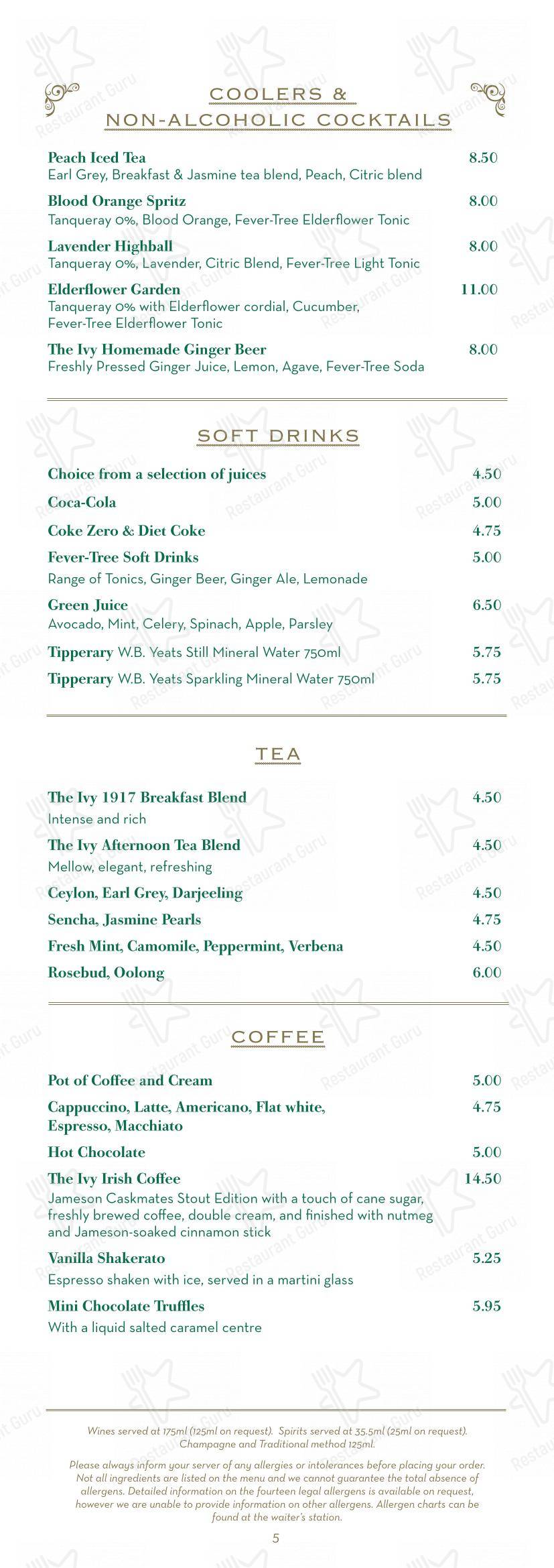 Menu at The Ivy Richmond Brasserie restaurant, Richmond, 9-11 Hill St