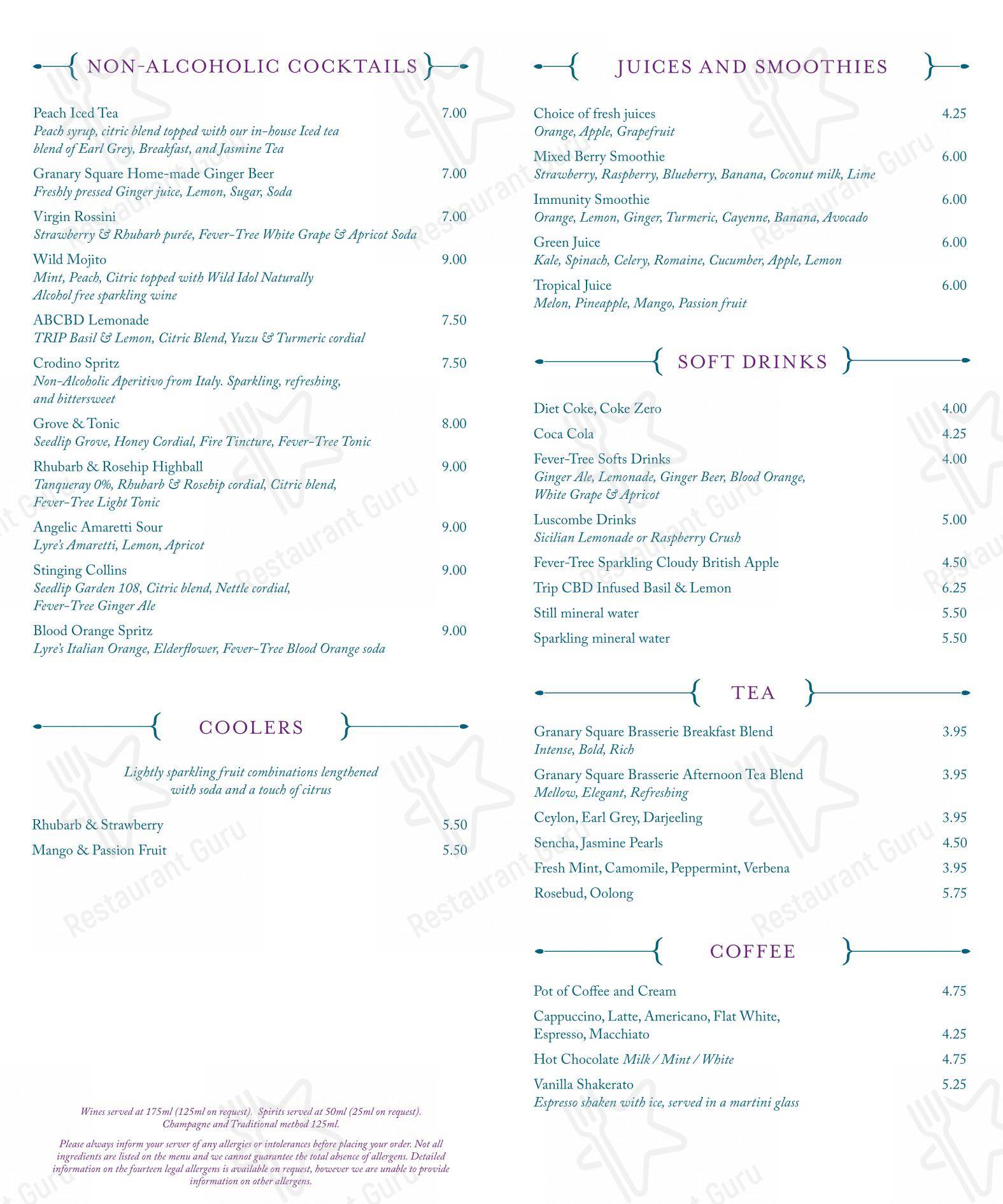 Menu at The Original Ivy, West End restaurant, London, 1-5 West St