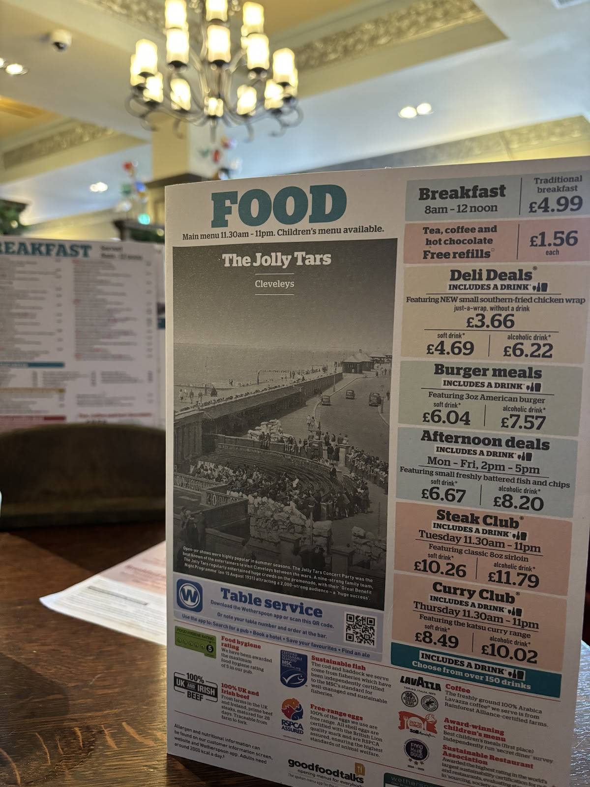 Menu at The Jolly Tars – JD Wetherspoon pub & bar, Blackpool