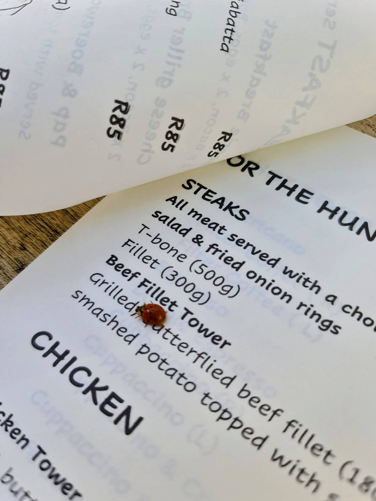 Menu at The Jukebox Restaurant, Potchefstroom